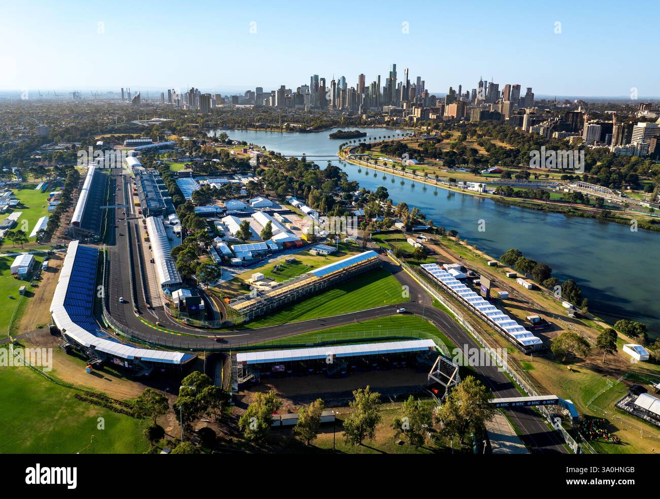 Albert Park Grand Prix street circuit track preparations ahead of the ...