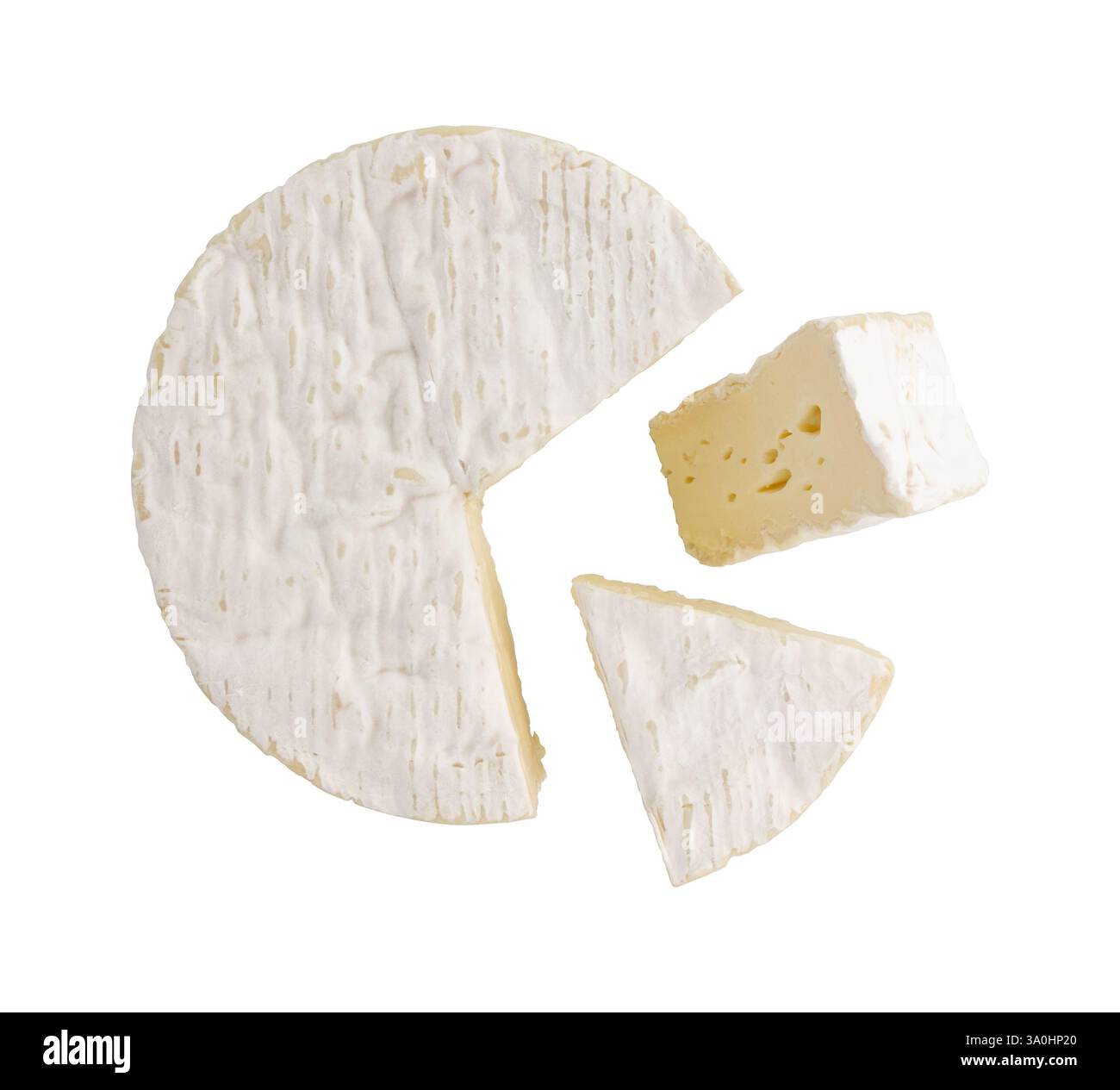fresh camembert cheese with sliced isolated on white background with ...