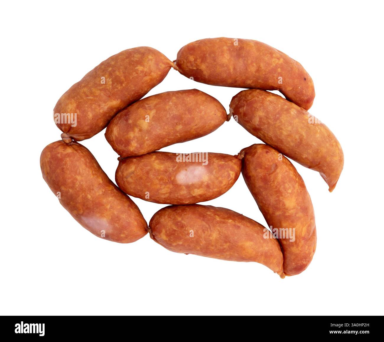 smoked sausage, jess cold meats isolated on white background with ...