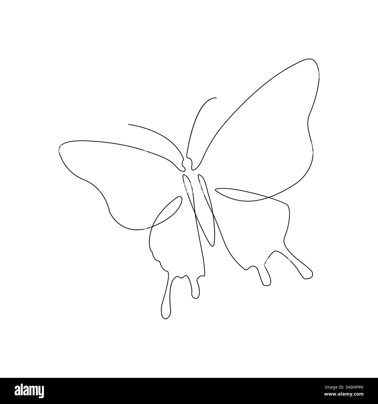 Vector illustration continuous Butterfly one line drawing Stock Vector ...