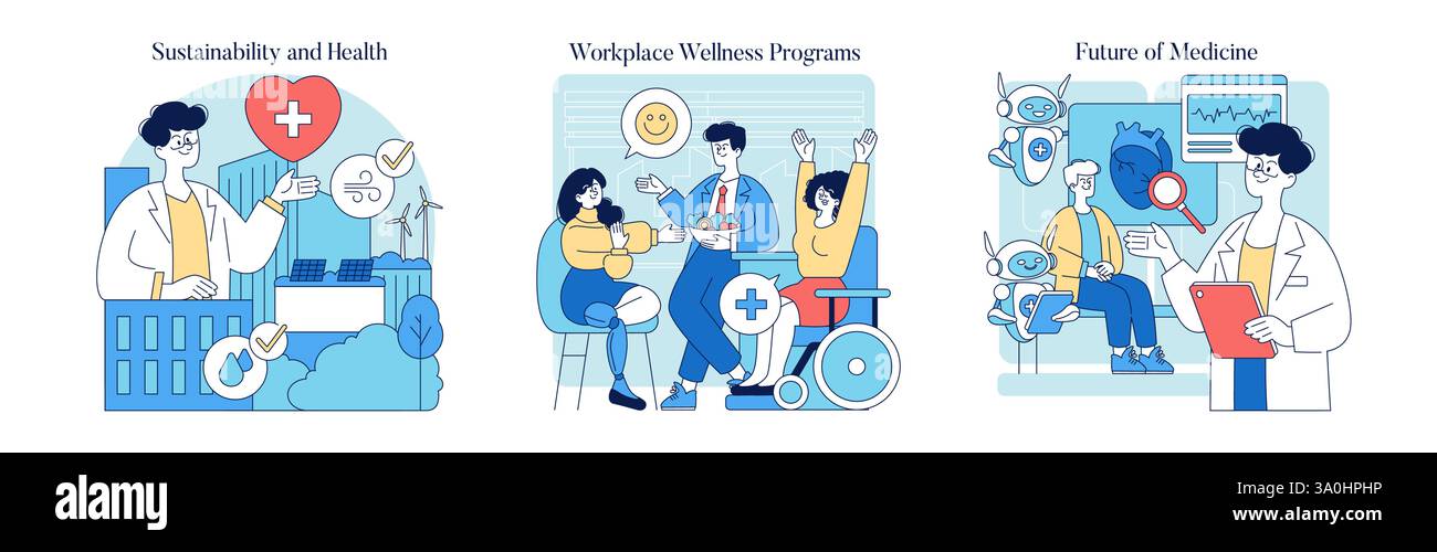 World Health Day illustration. Focuses on promoting health ...