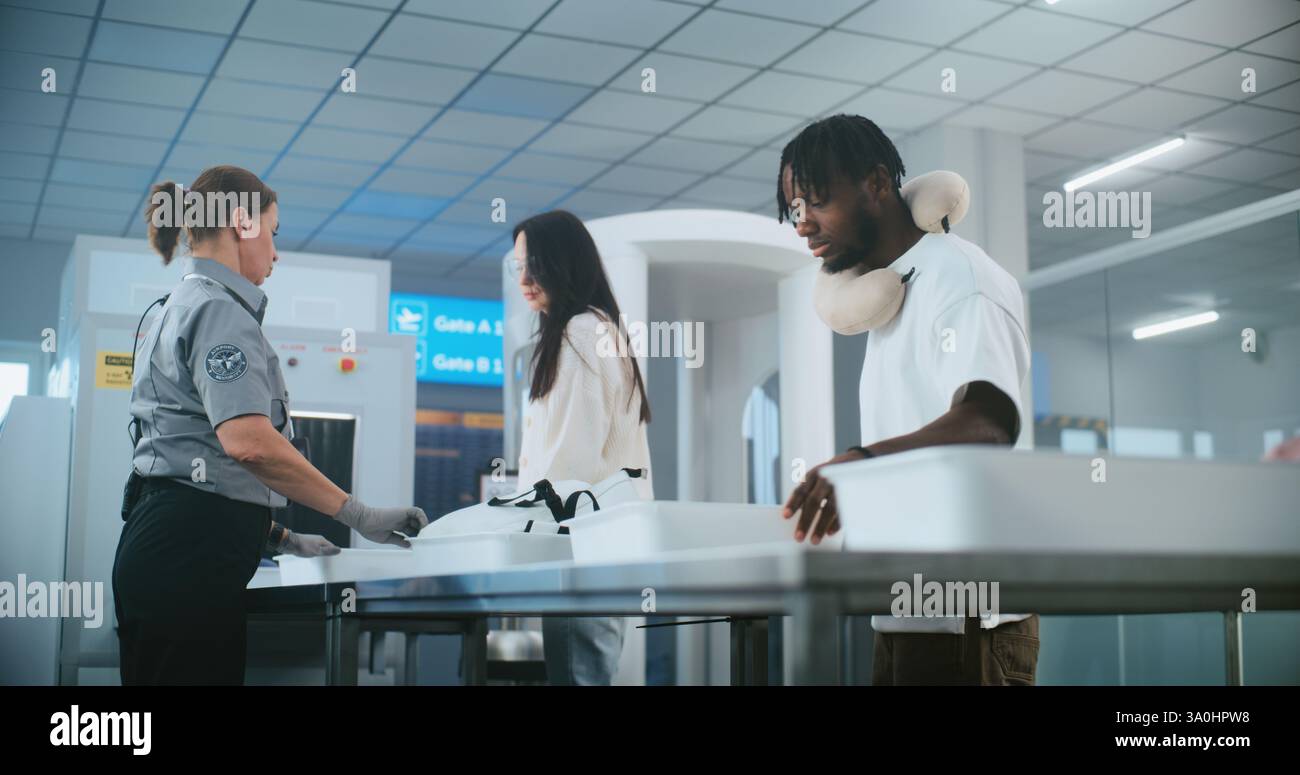 Diverse People, Tourists Putting Personal Items in Plastic Trays for X ...