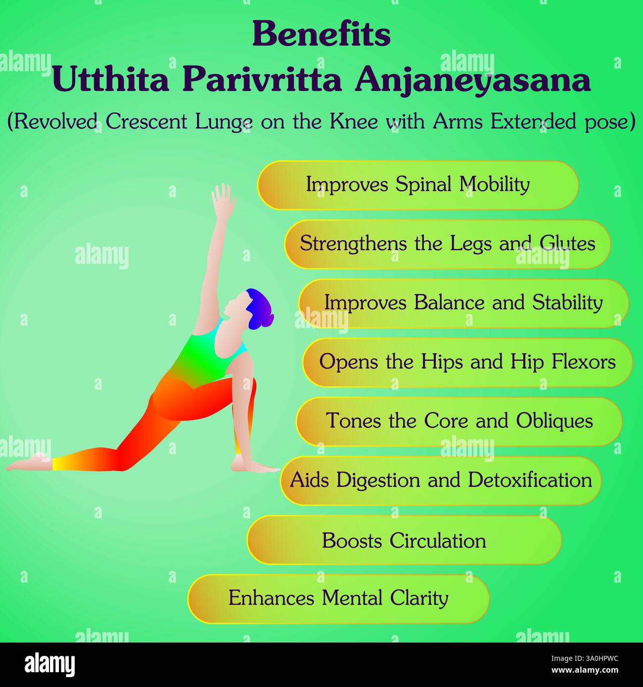 Crescent lunge twist on the knee Stock Vector Images - Alamy
