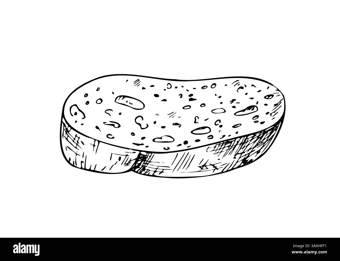 Vector slice of bread, bakery. Graphic ink loaf food, whole grain bread ...