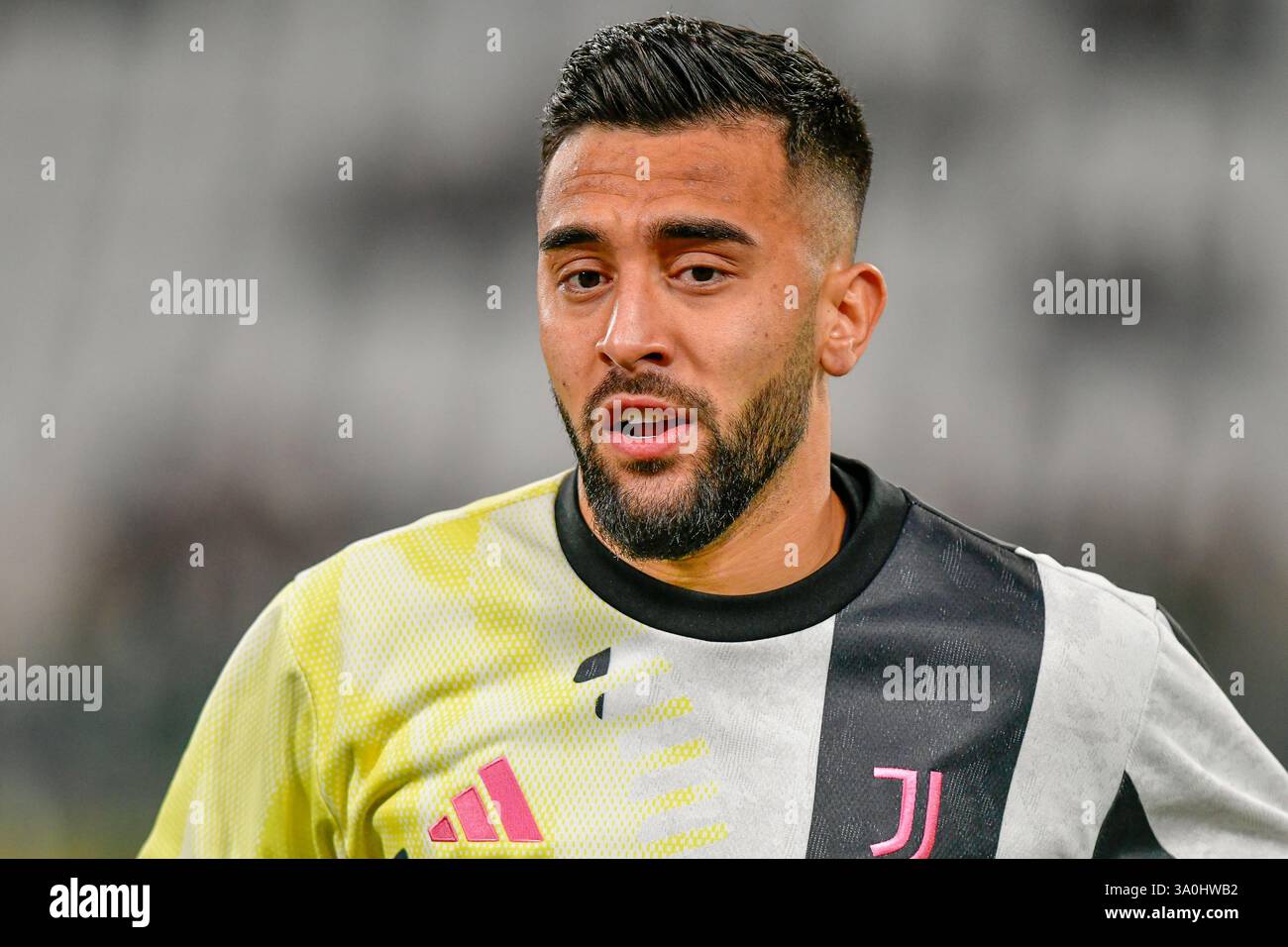 Turin, Italy. 03rd Mar, 2025. Nicolas Gonzalez of Juventus is warming ...
