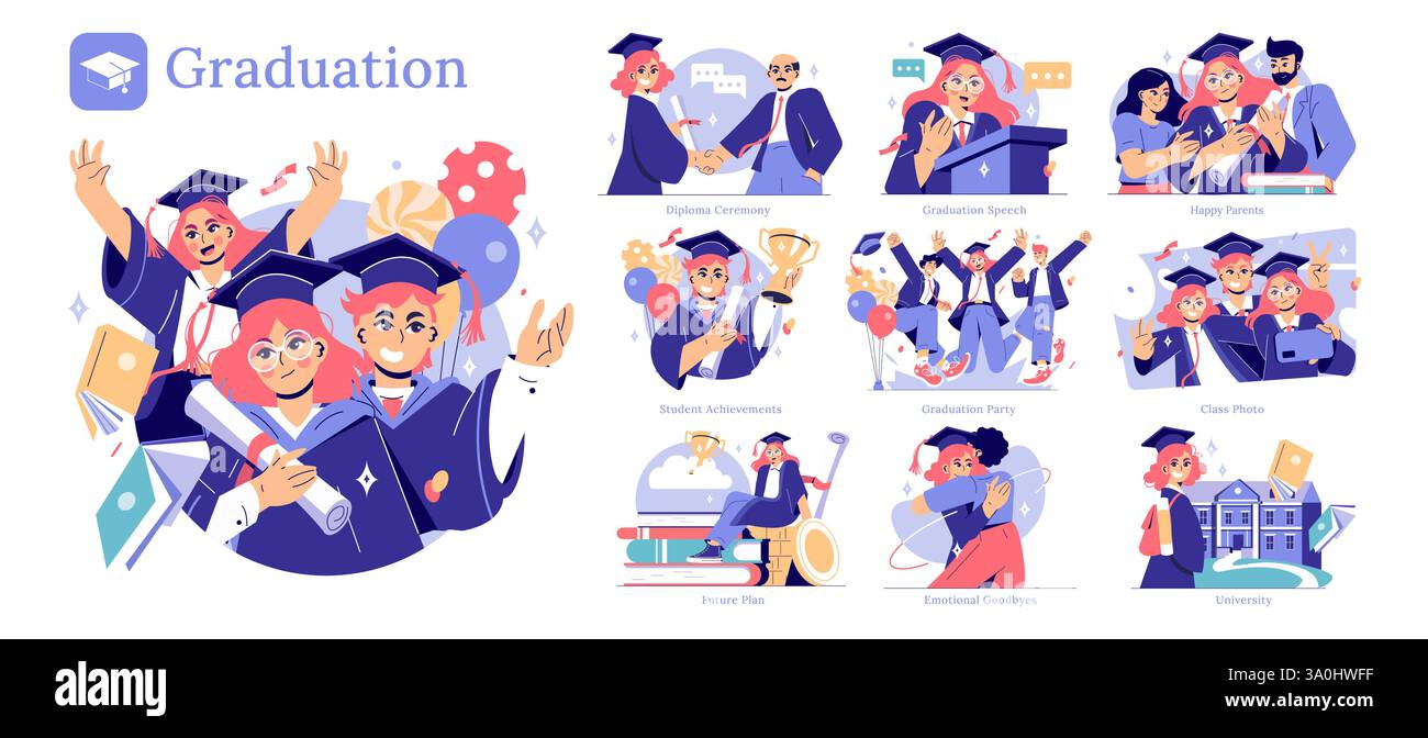 Graduation illustration capturing the essence of a crucial milestone ...