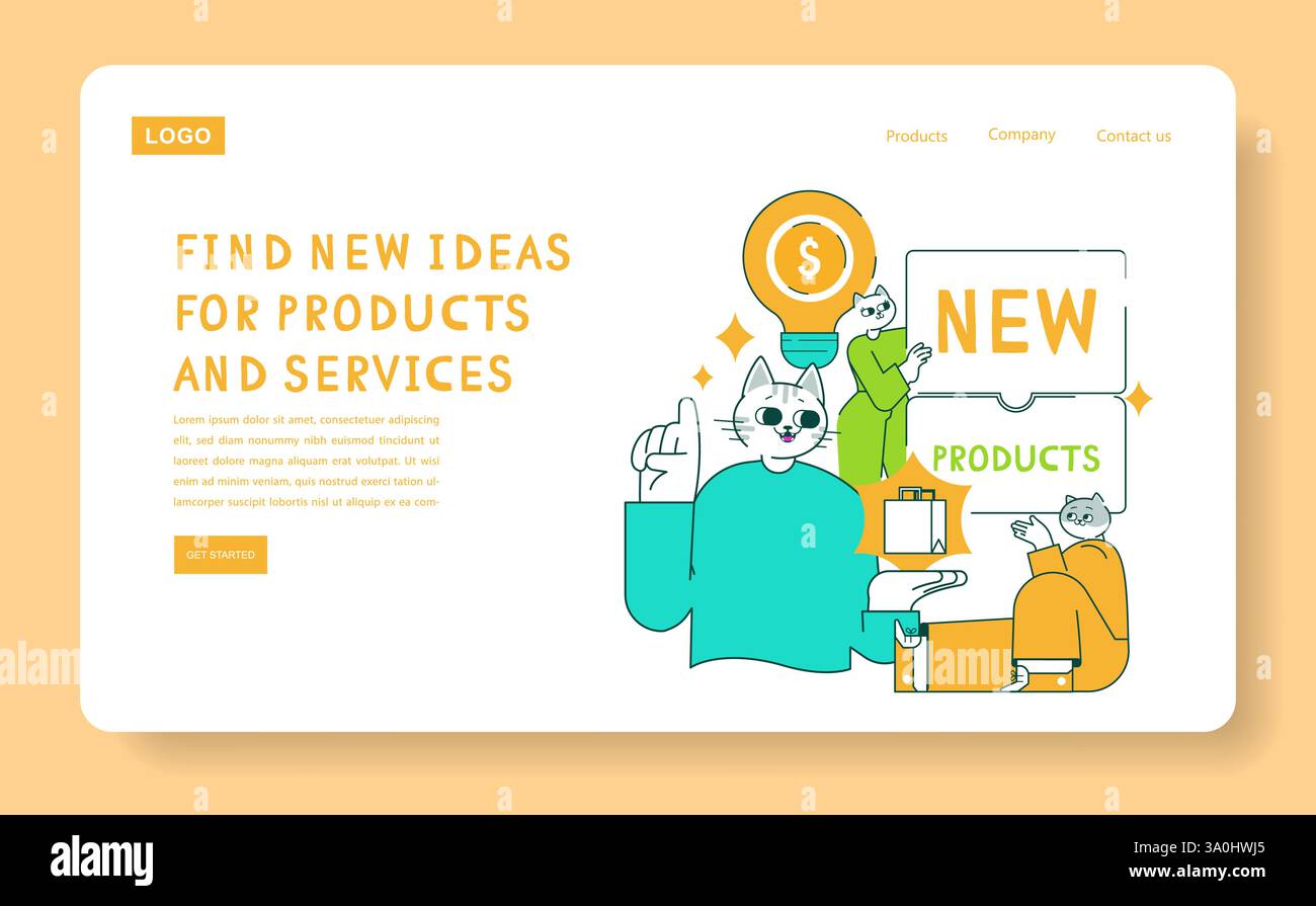 Product marketing illustration featuring cats presenting new ideas for ...