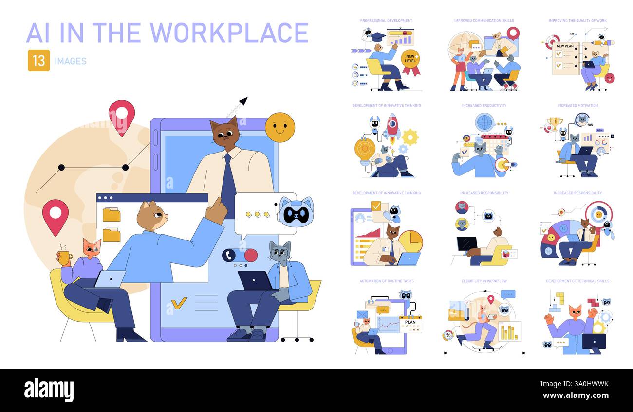 AI in the Workplace illustrates the integration of artificial ...