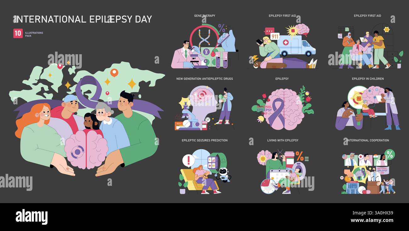 International Epilepsy Day illustration set. This collection highlights ...