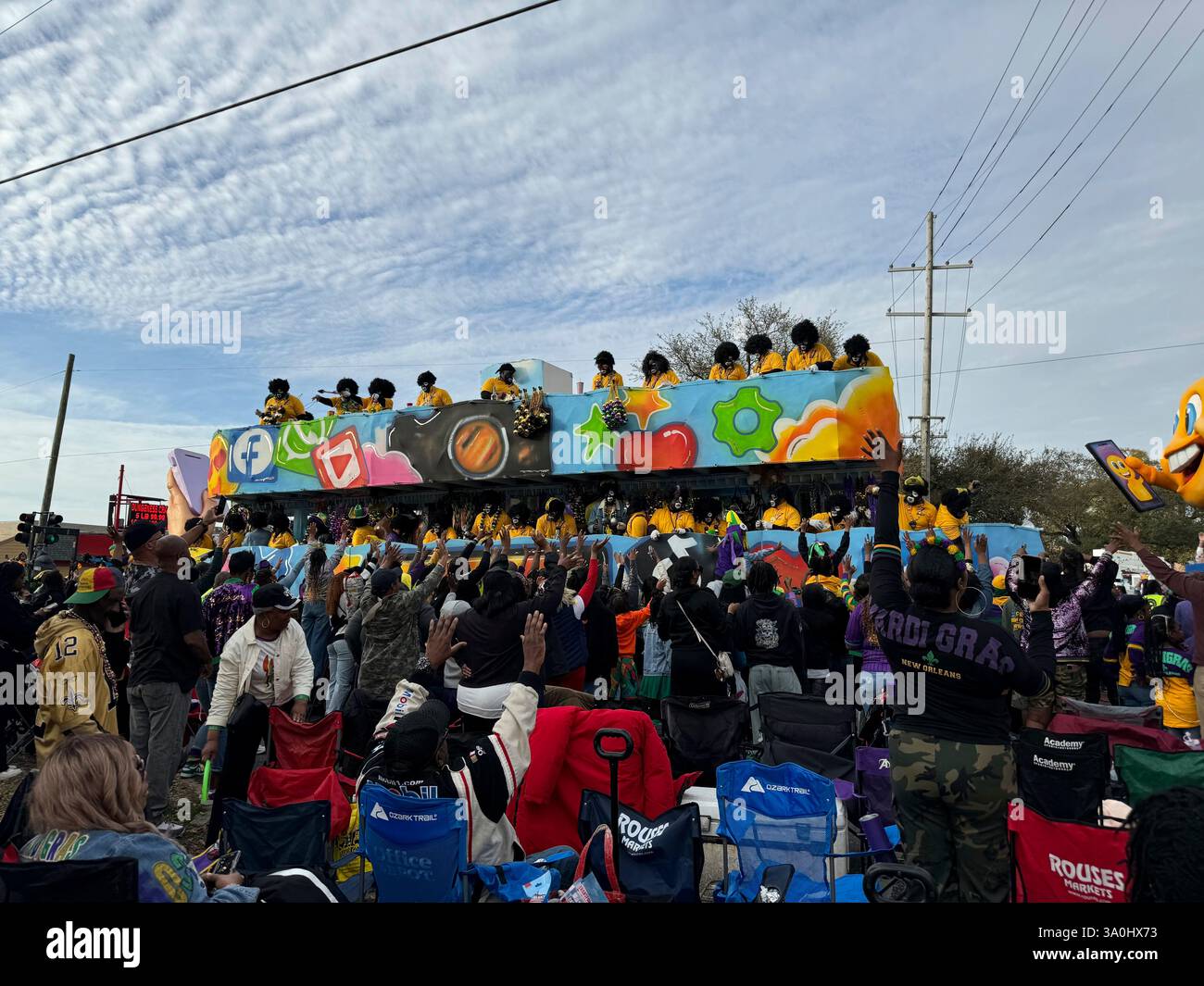 A Krewe of Zulu float passes through on Mardi Gras Day in New Orleans ...