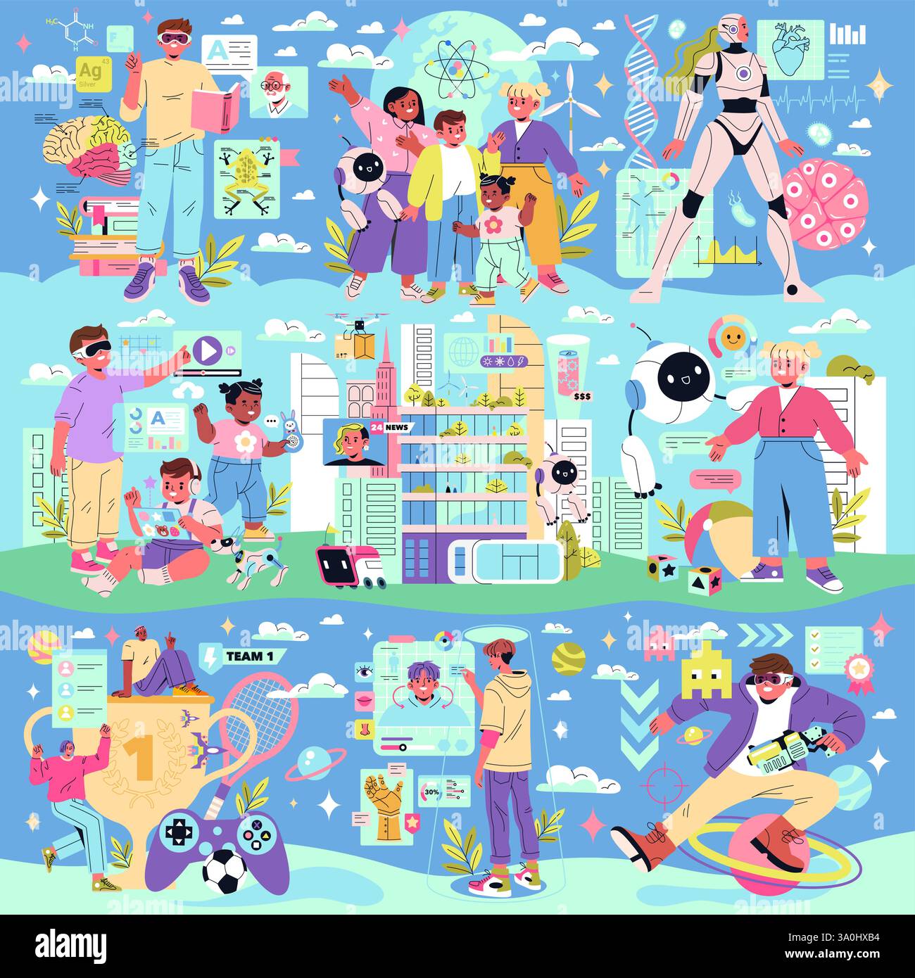 Beta Generation concept. Illustrates the tech-savvy younger generation ...