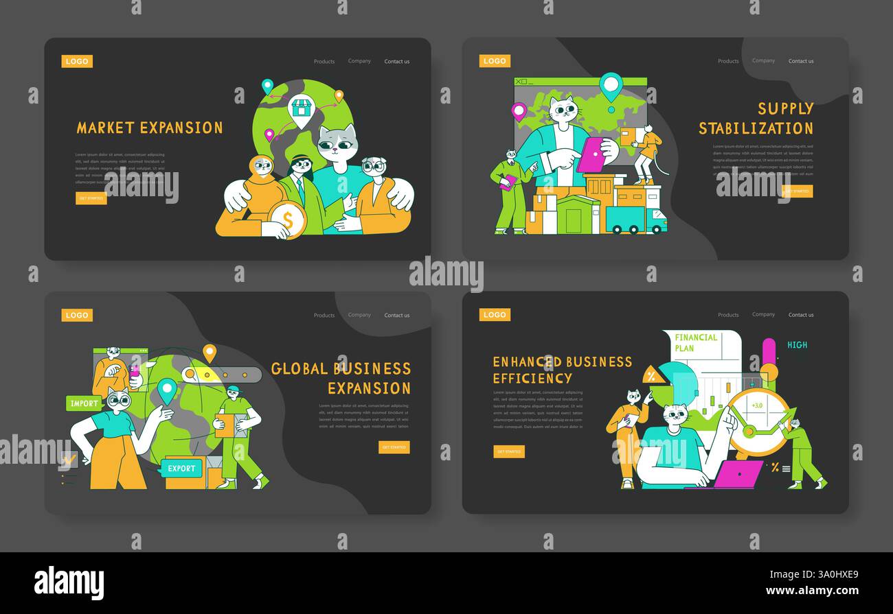 Business Cat concept. Illustrates various aspects of business ...