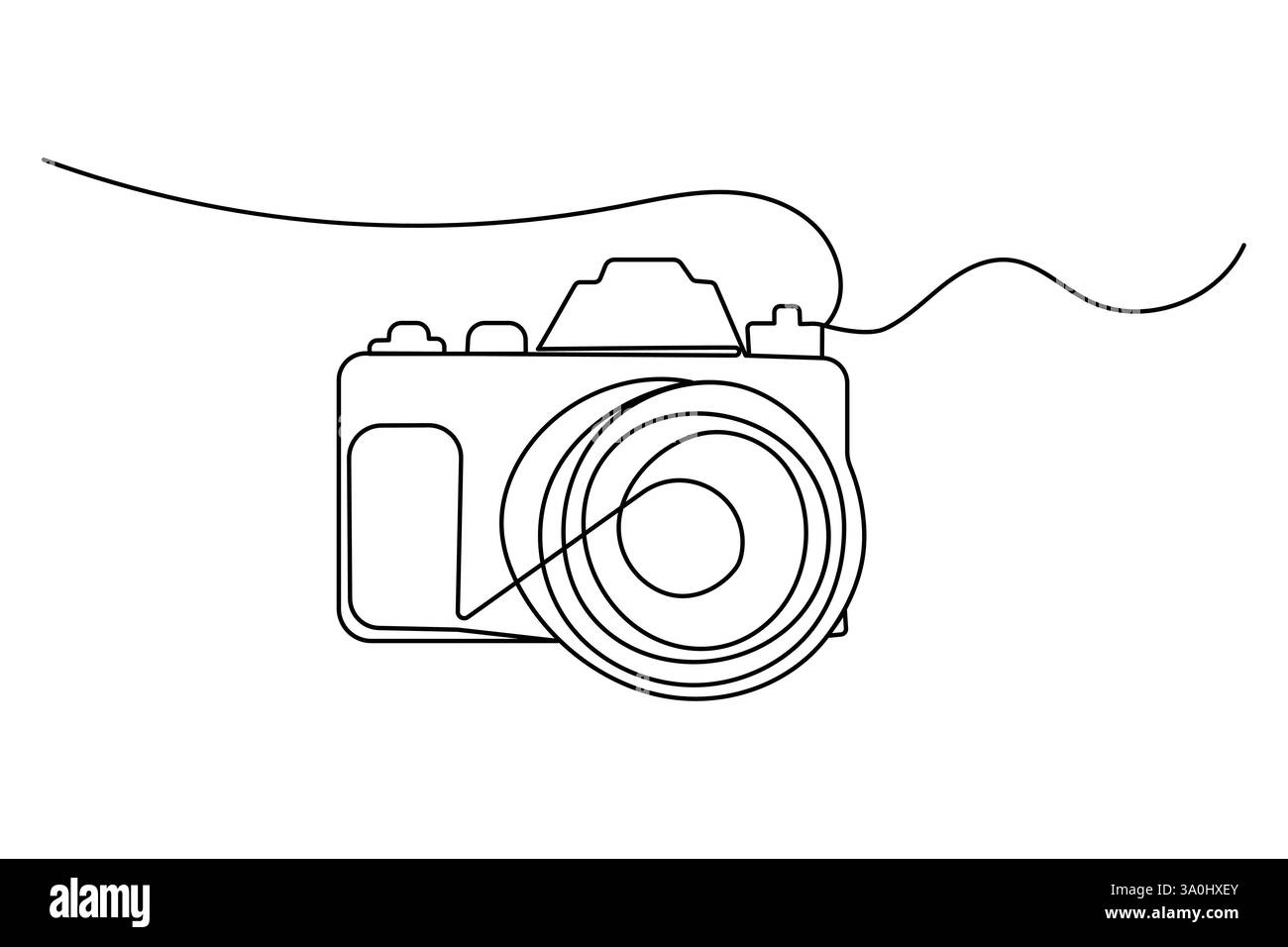 Modern camera continuous one line drawing of minimalist outline vector ...