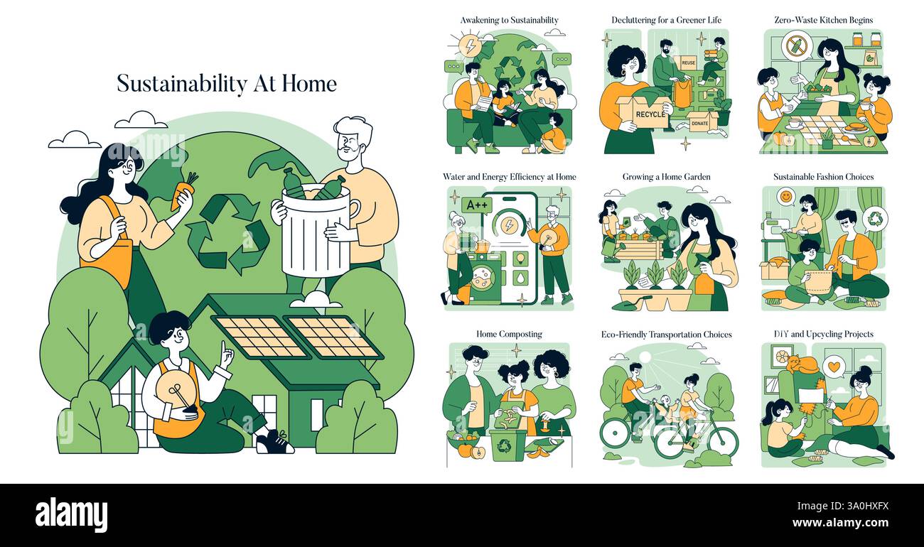 Sustainability at Home concept. Promotes eco-friendly practices for ...