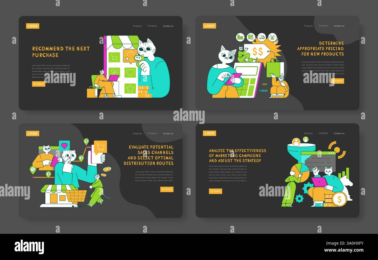 Product marketing cat illustration. Highlights the process of enhancing ...