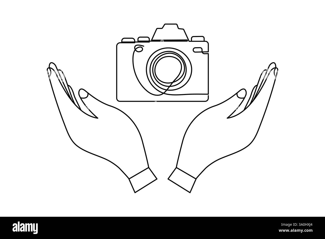 One continuous line drawing of camera linear Isolated style Hand drawn ...