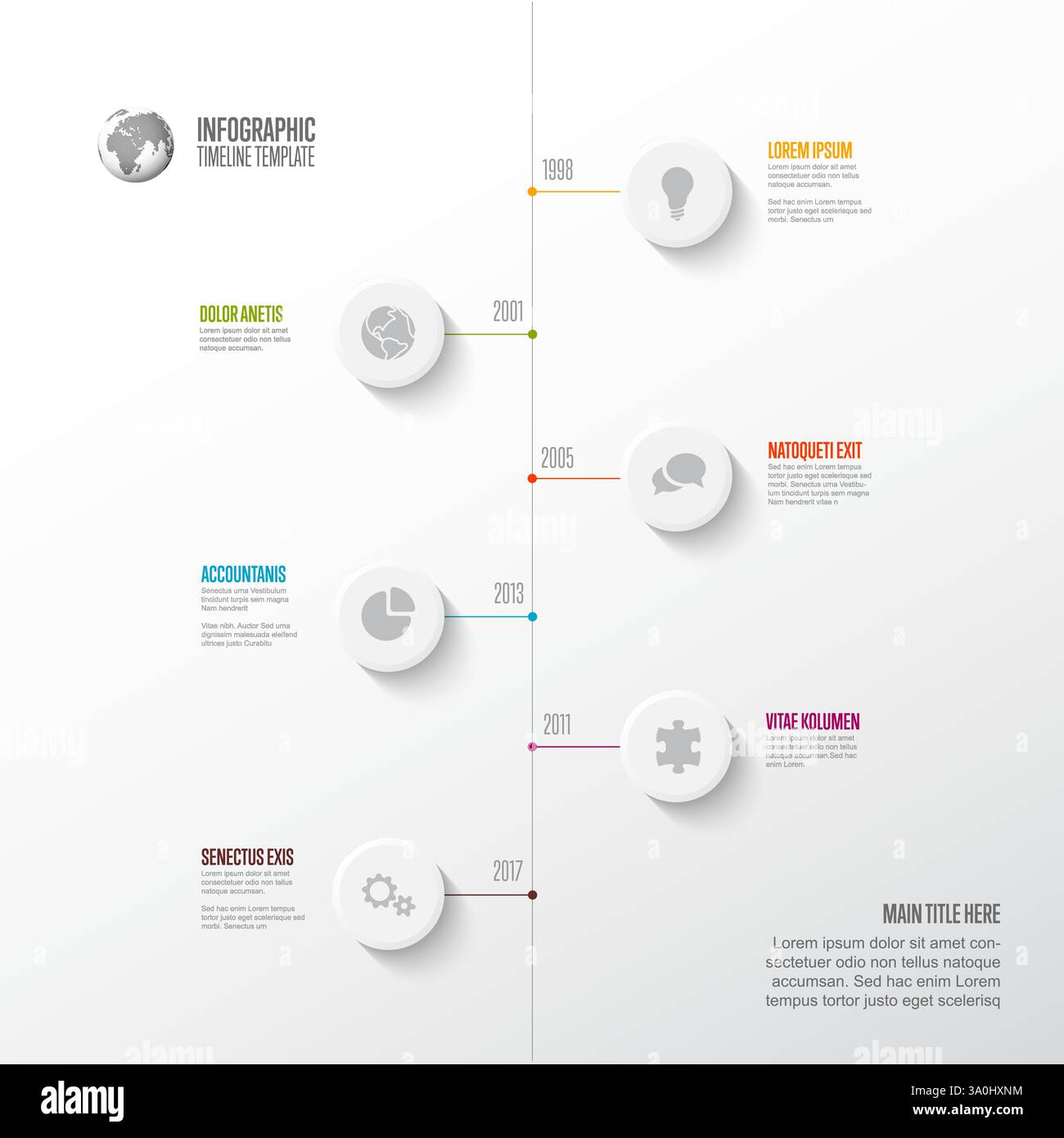 A modern, minimalist infographic timeline with circular icons and ...