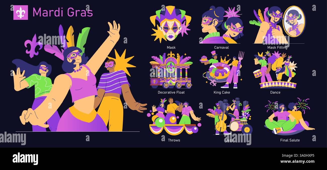 Mardi Gras celebration. A joyful gathering featuring colorful masks ...