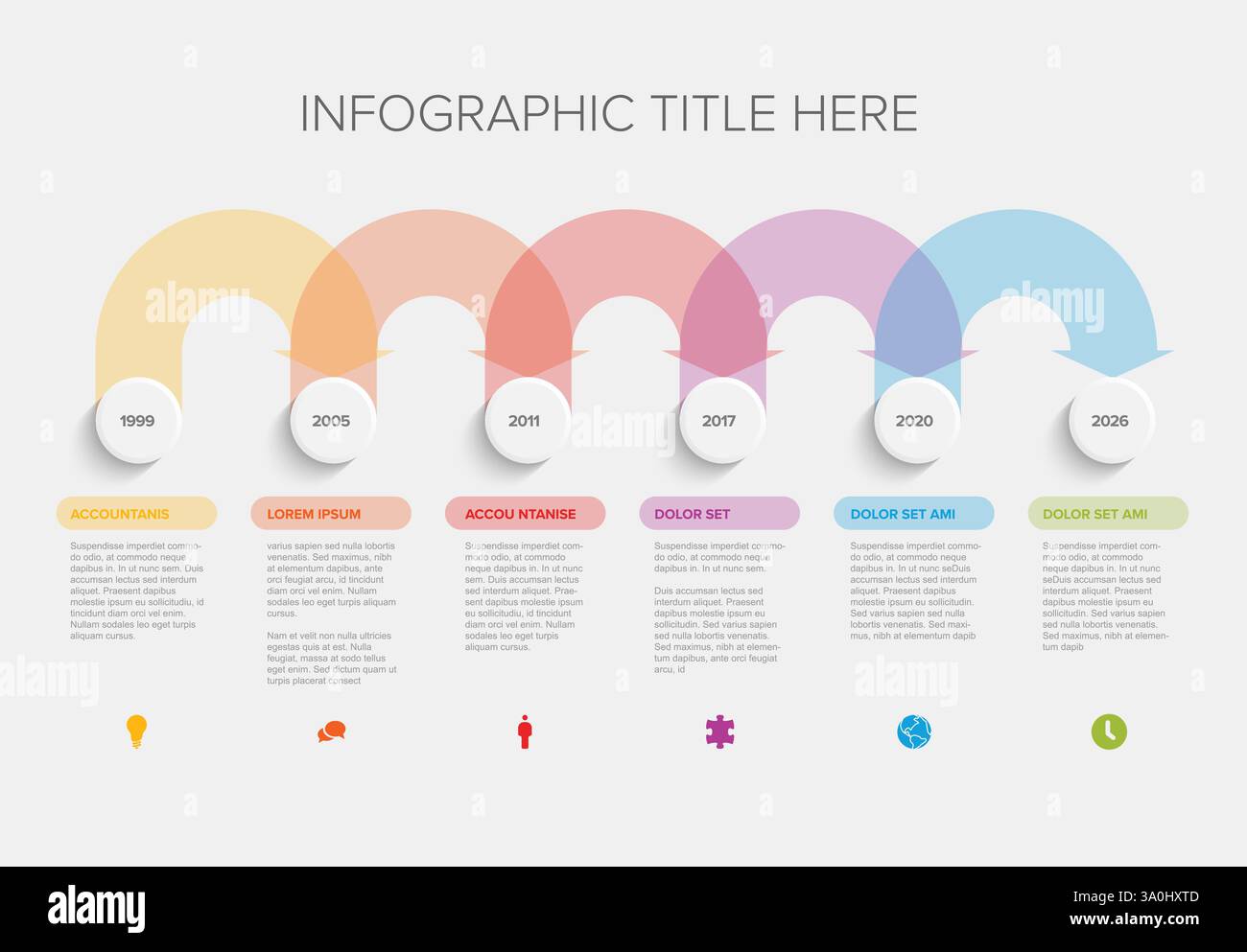 A visually appealing timeline infographic with six milestones on the ...