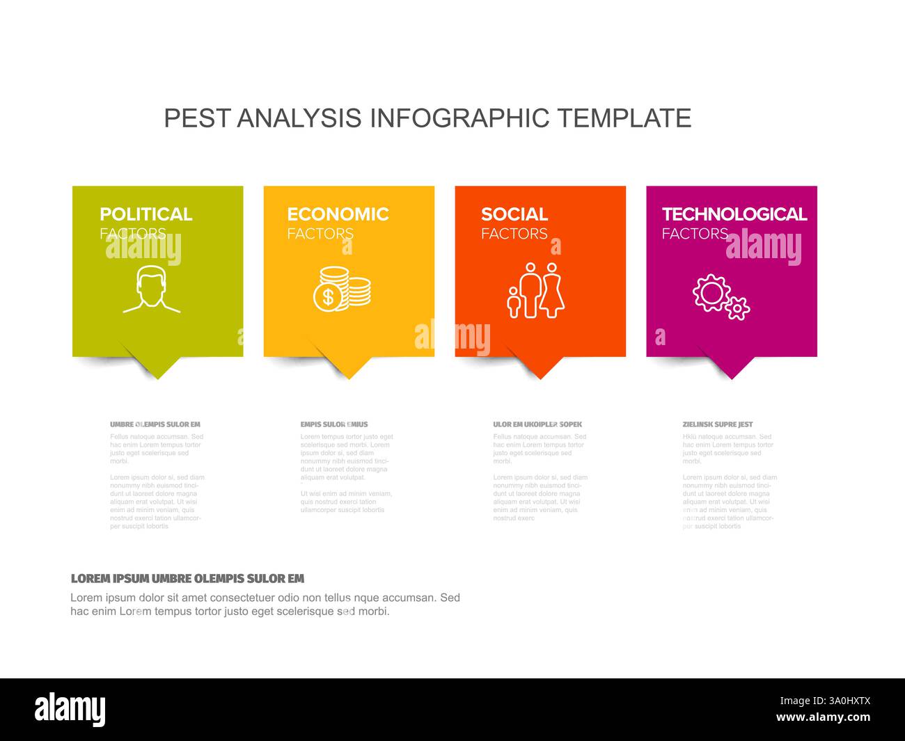 A PEST analysis infographic template showcasing four key factors ...