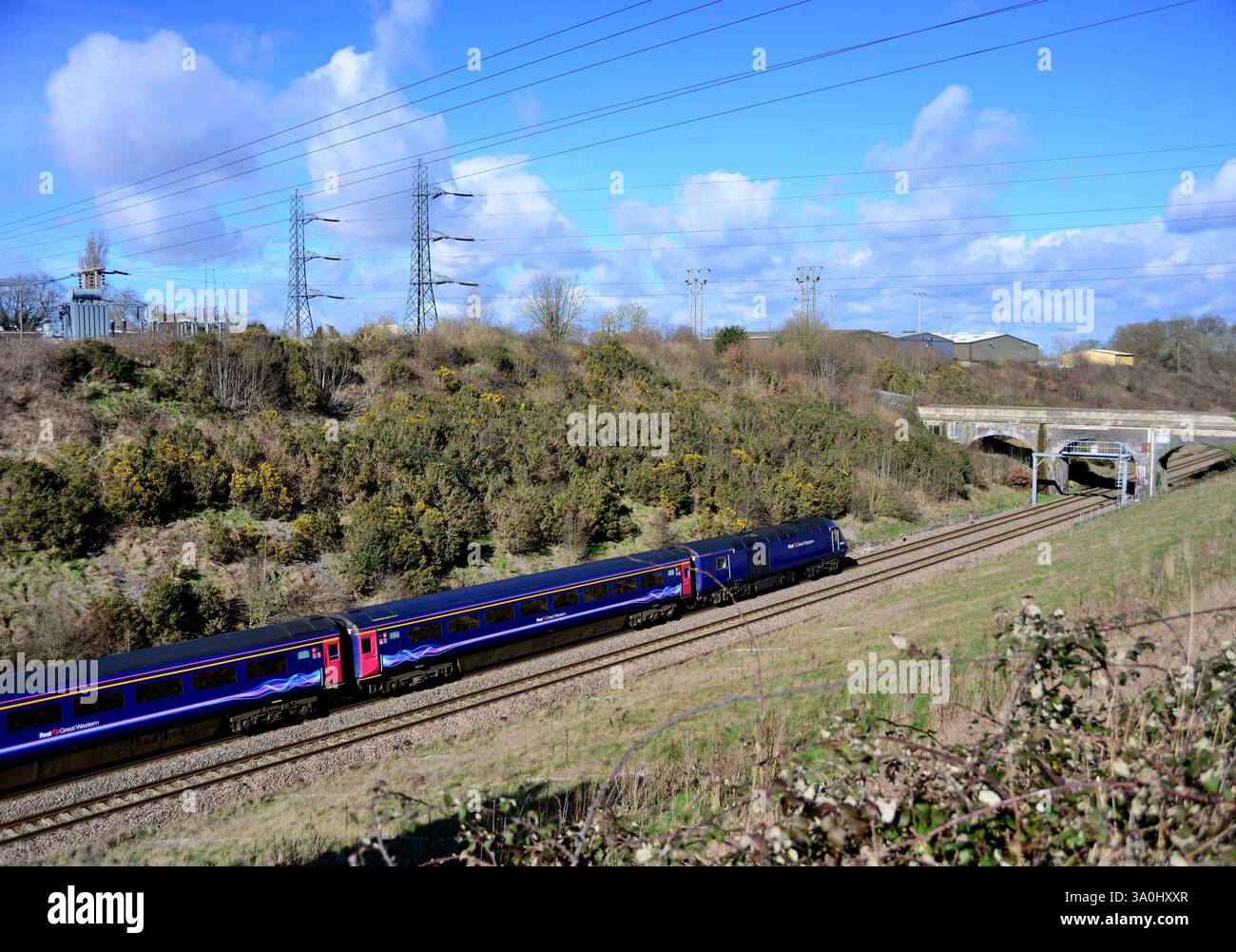 An eastbound First Great Western high speed train passing under power ...