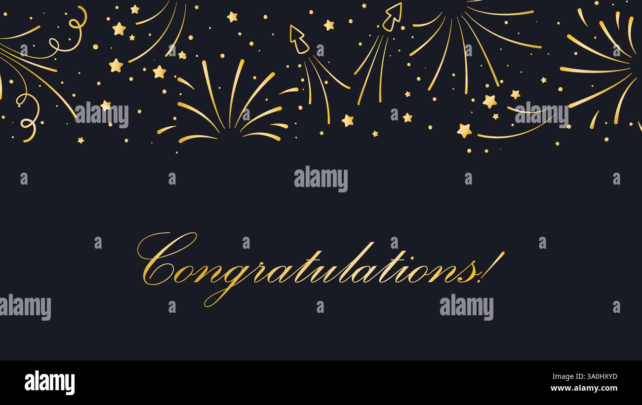 Horizontal banner with word congratulations. Festive background with ...