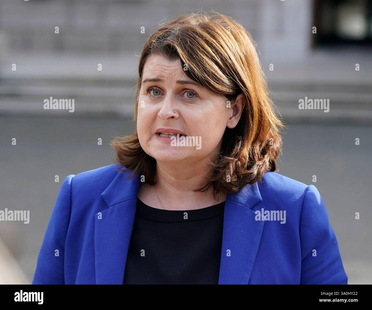 Social Democrats TD Jennifer Whitmore speaking to the media at Leinster ...