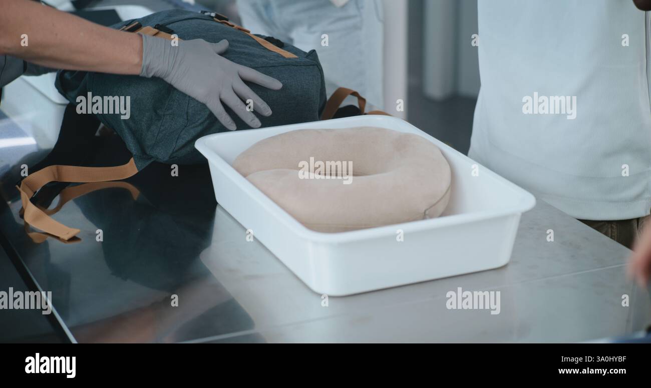 Security Check in Airport Terminal: Close Up of Queue of Diverse People ...