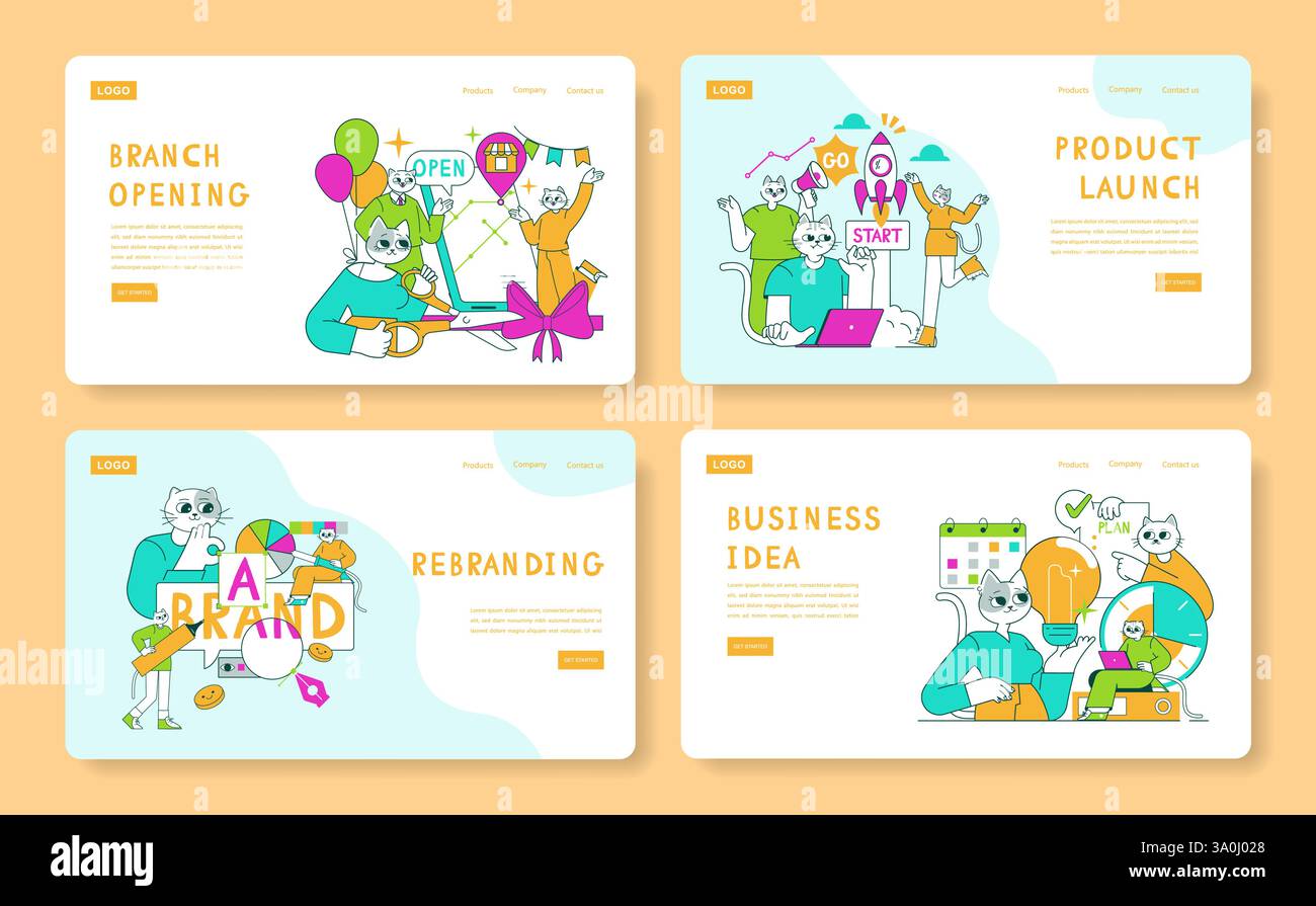 Business Cat illustration series. Features cats engaging in various ...