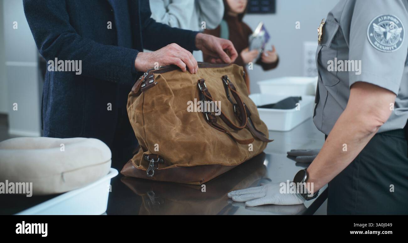 Security Checkpoint in International Airport: Close Up of Security ...