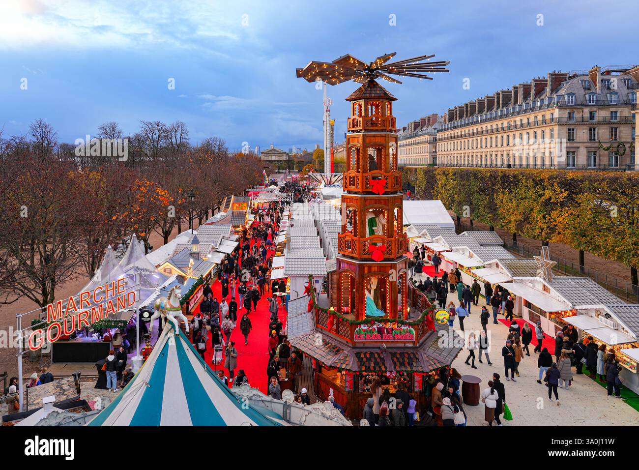 Aerial view of the Christmas Pyramid of the Christmas Market of the ...