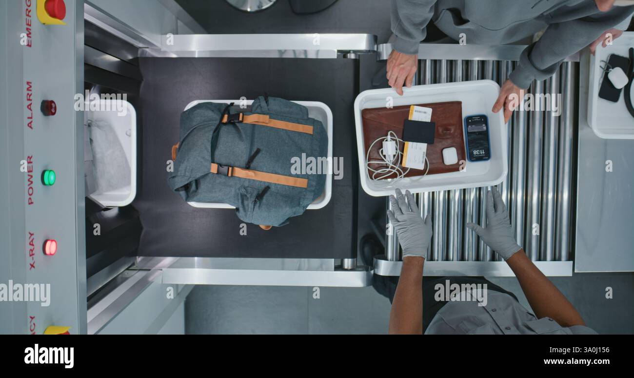 Top View on Diverse People, Passengers Putting Personal Items in ...