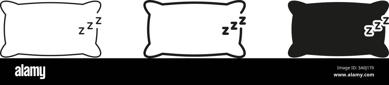 Pillow Line and Silhouette Icon, Symbolizing Sleep, Rest, And ...