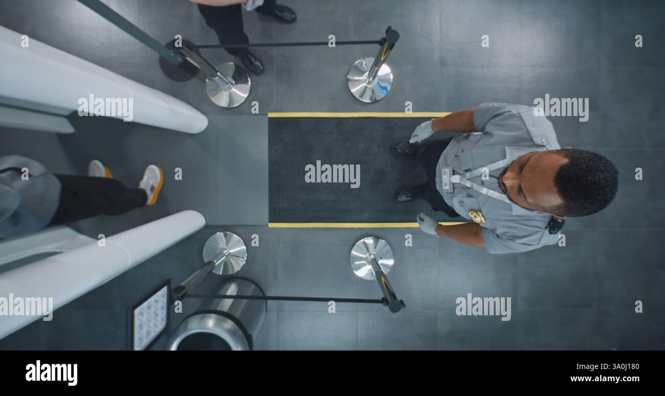 TSA Screening Procedures: Diverse People Walking Through X-ray Metal ...