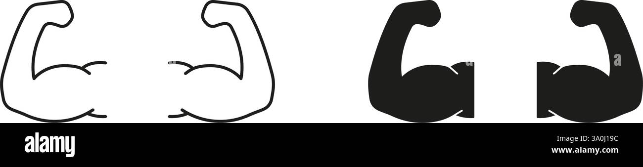 Bicep Flex Icon Line and Silhouette Icon. Physical Strength, Muscle ...