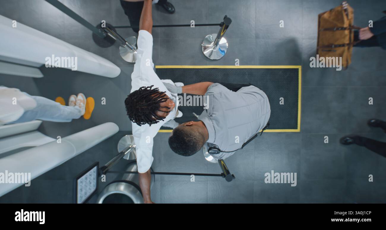 Security Checkpoint, TSA Screening Procedures: Diverse People Passing ...