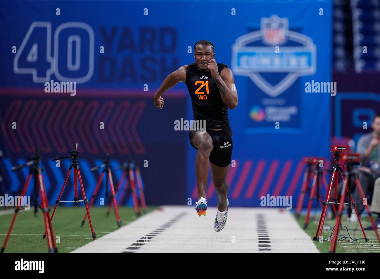 Colorado State wide receiver Tory Horton runs the 40-yard dash at the ...