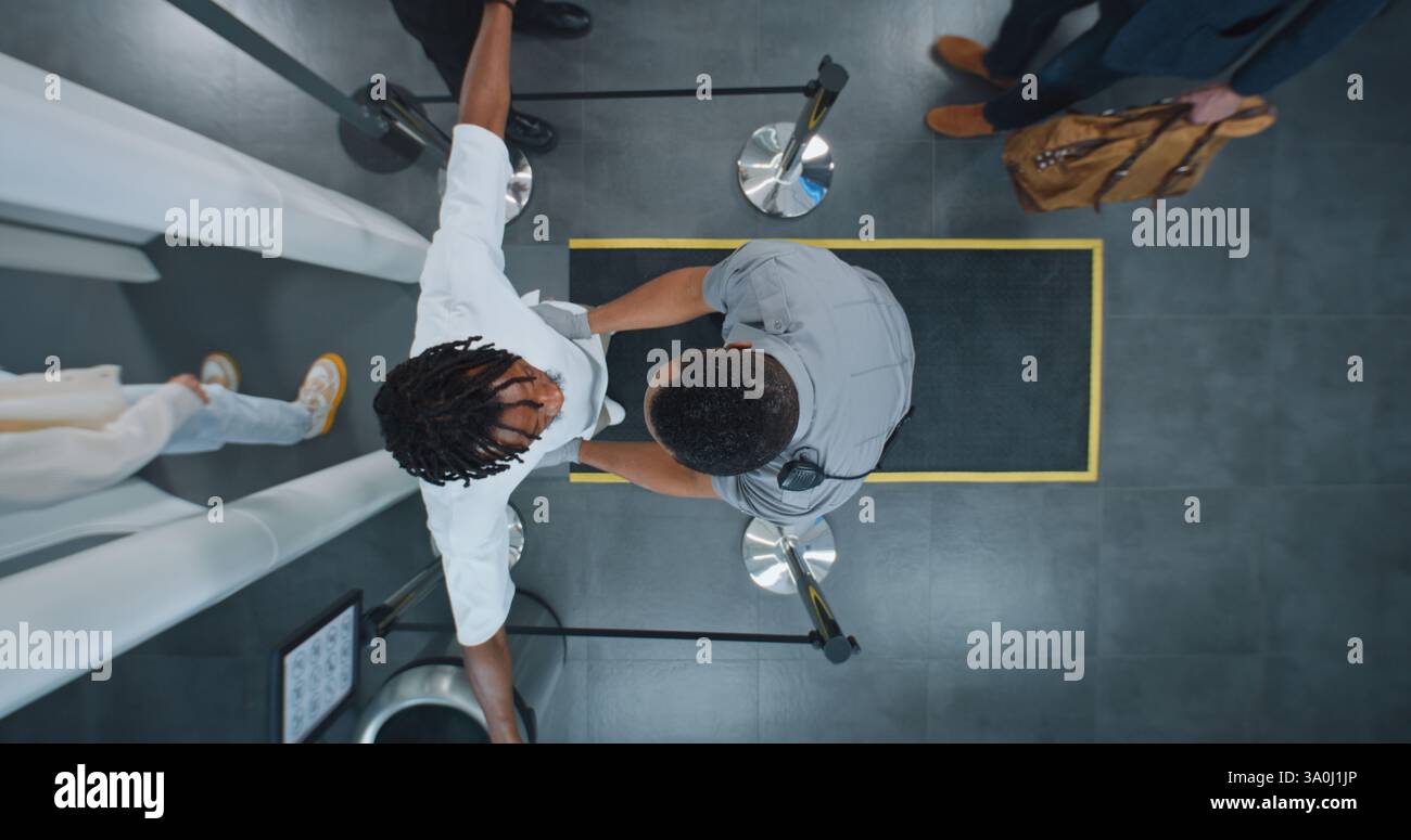 Security Checkpoint, TSA Screening Procedures: Diverse People Passing ...