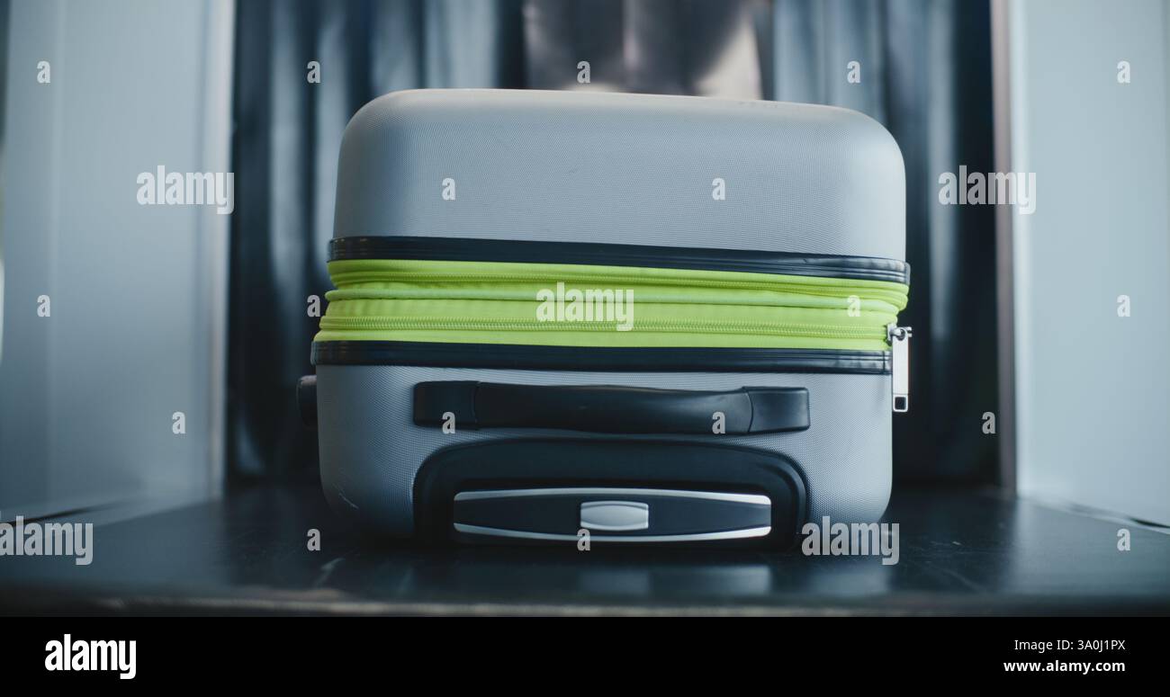 Security Checkpoint in Modern Airport Terminal: Suitcase of Passenger ...