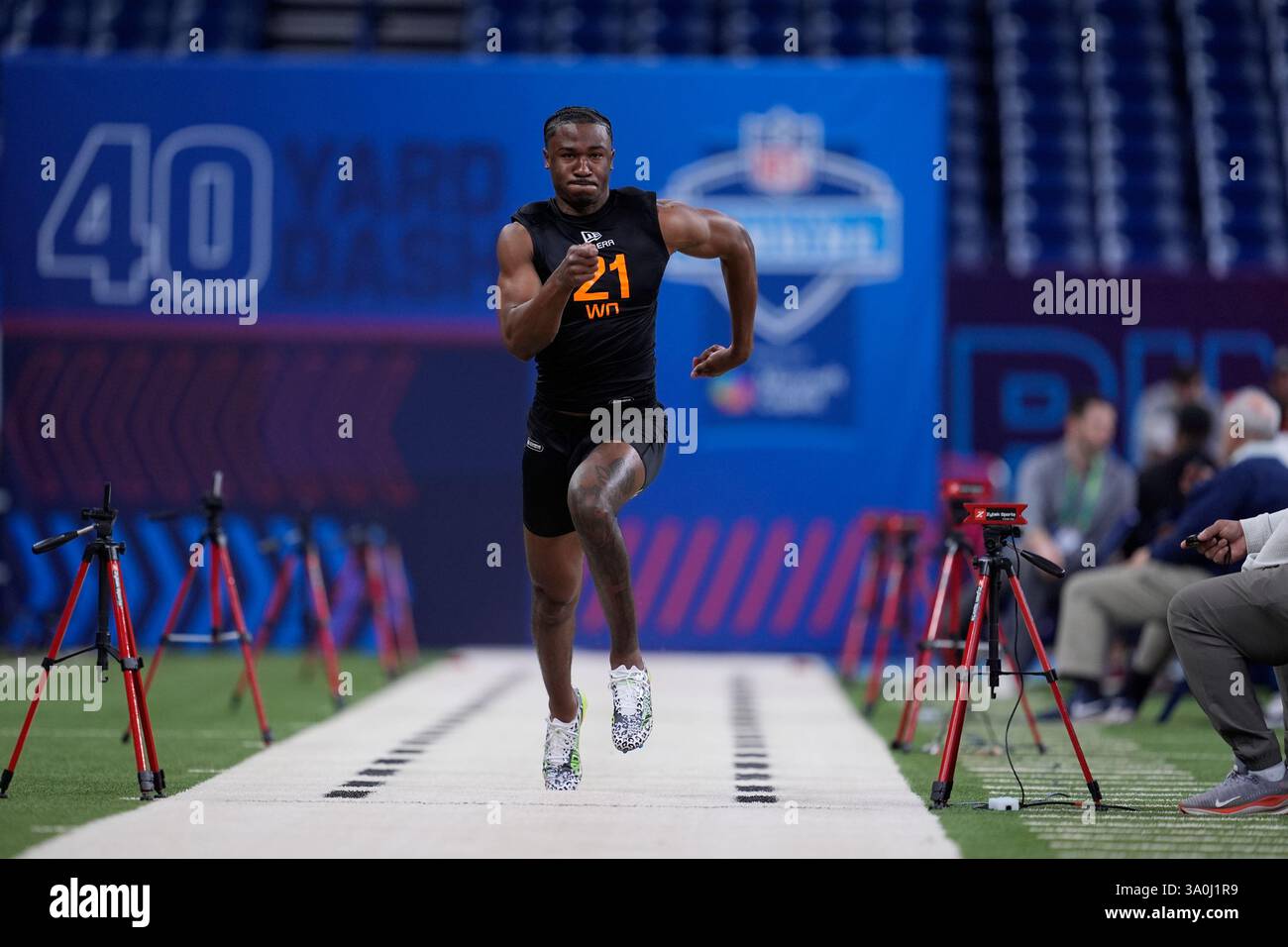 Colorado State wide receiver Tory Horton runs the 40-yard dash at the ...