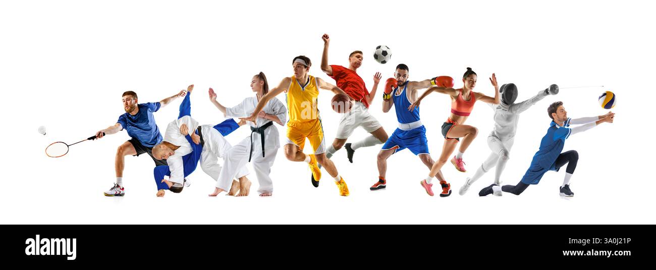 Banner. Sport collage. Young, vibrant athletes from diverse sports ...