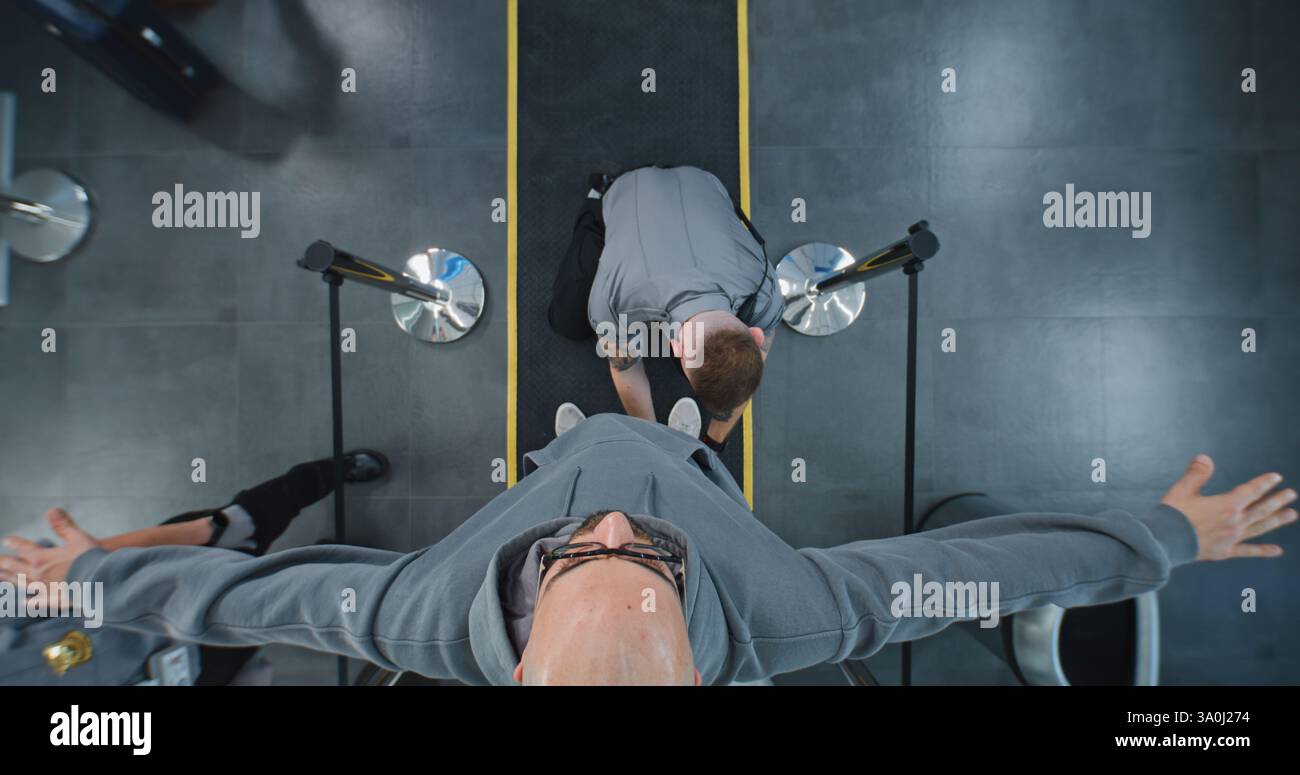 Security Checkpoint in Airport Terminal: Diverse People Passing Through ...