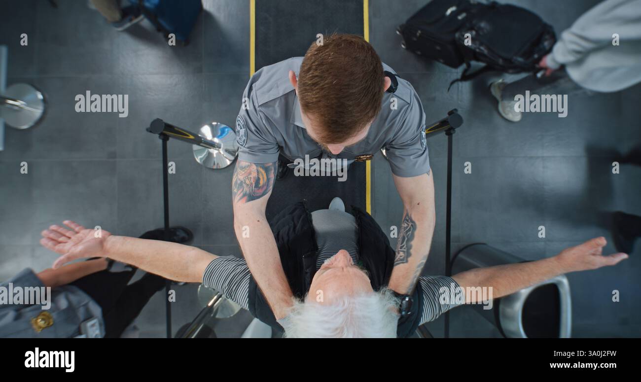 Security Checkpoint in Airport Terminal: Diverse People Passing Through ...