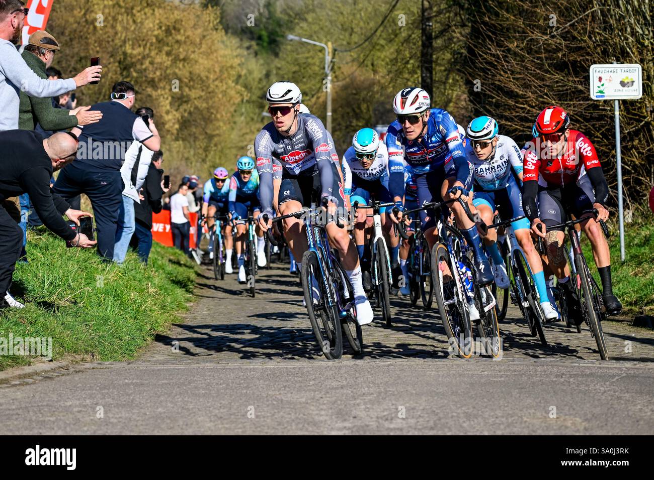 The pack of riders pictured in action during the 'Ename Samyn Classic ...