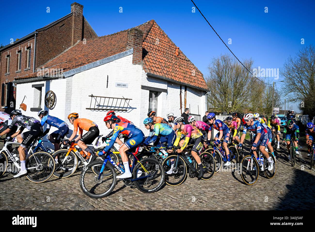 The pack of riders pictured in action during the 'Ename Samyn Classic ...