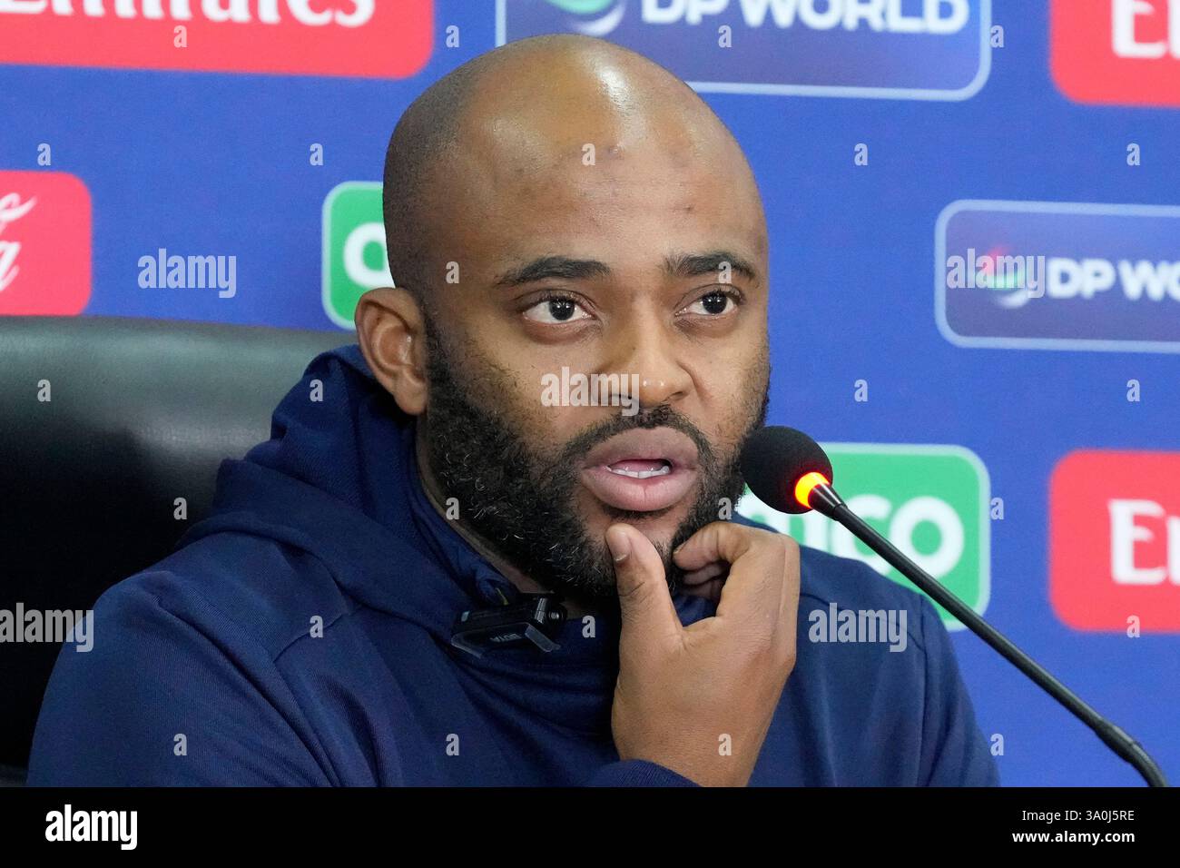 South Africa's skipper Temba Bavuma speaks during a press conference ...