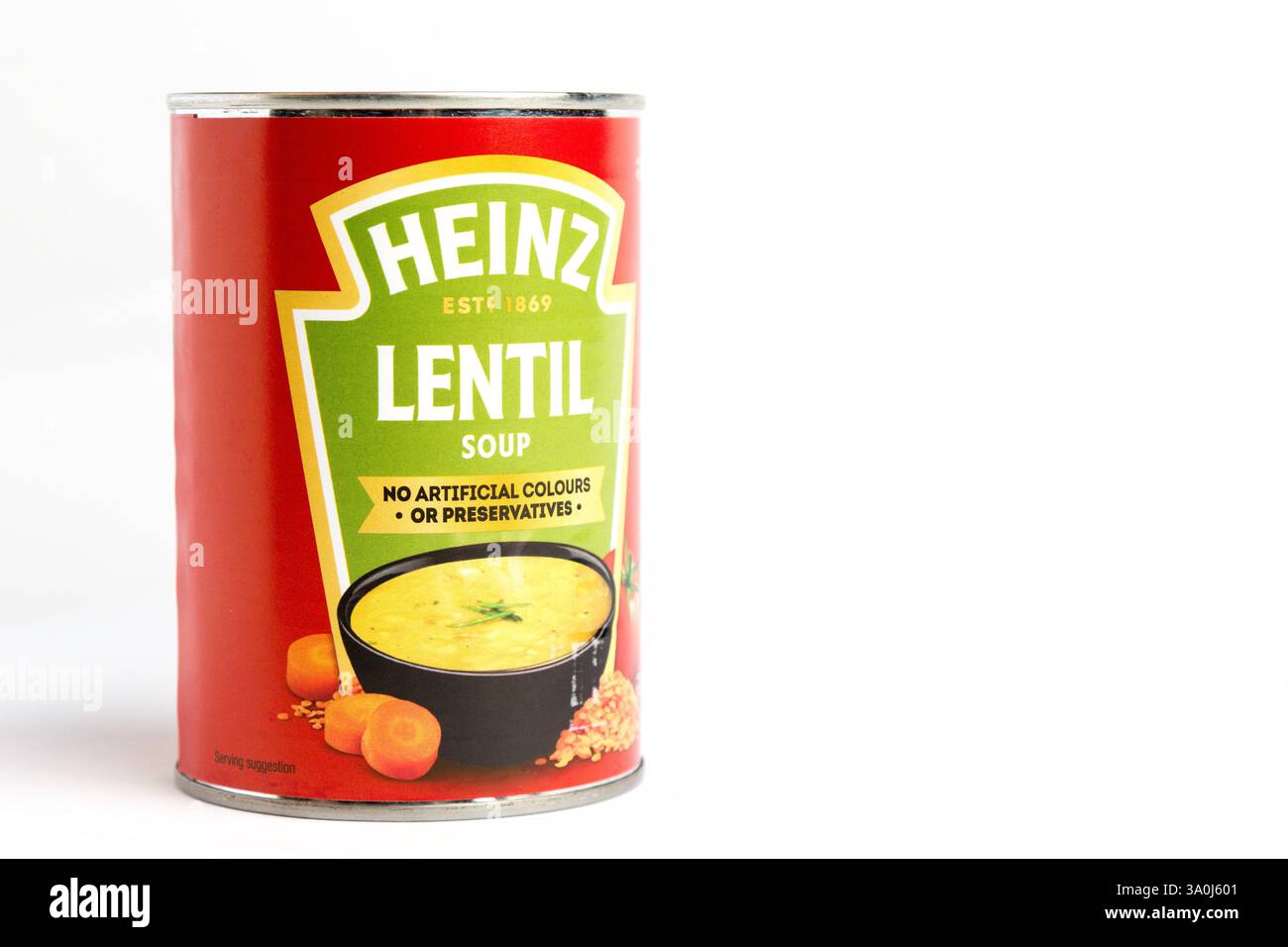 London, United Kingdom 24th February 2025 :- Tin of Heinz Lentil Soup ...