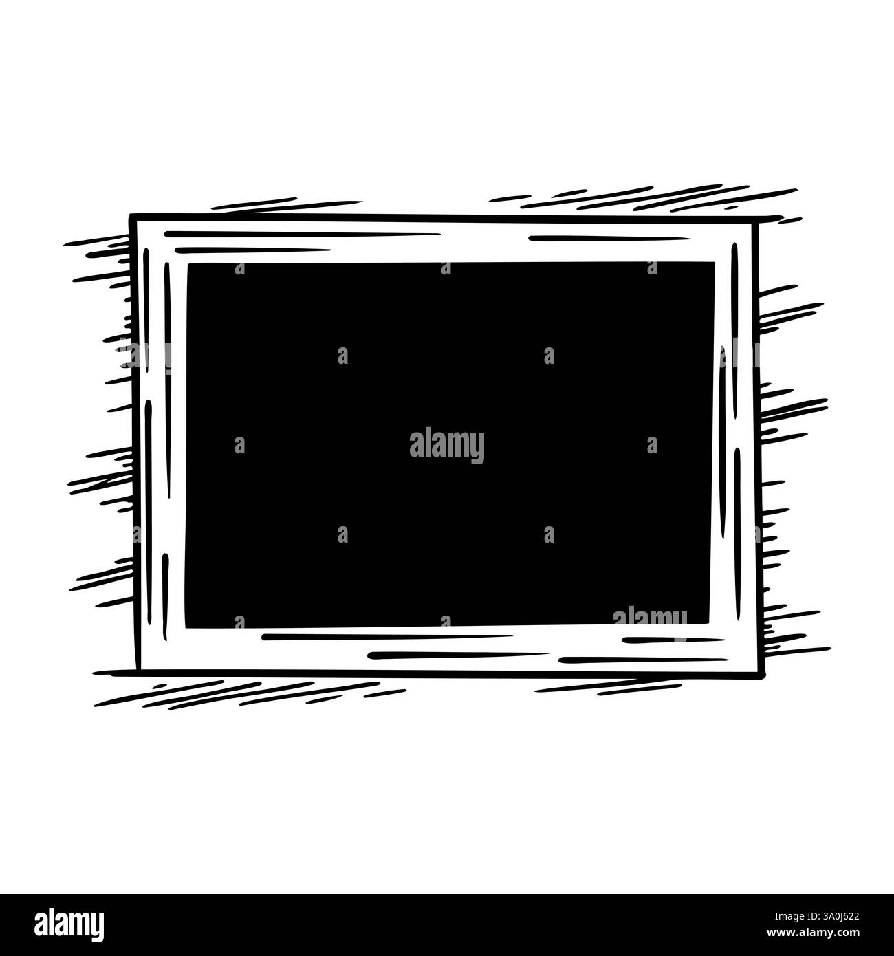 Empty rectangular frame. Grunge frame. Sketch of doodle frame. Vector ...