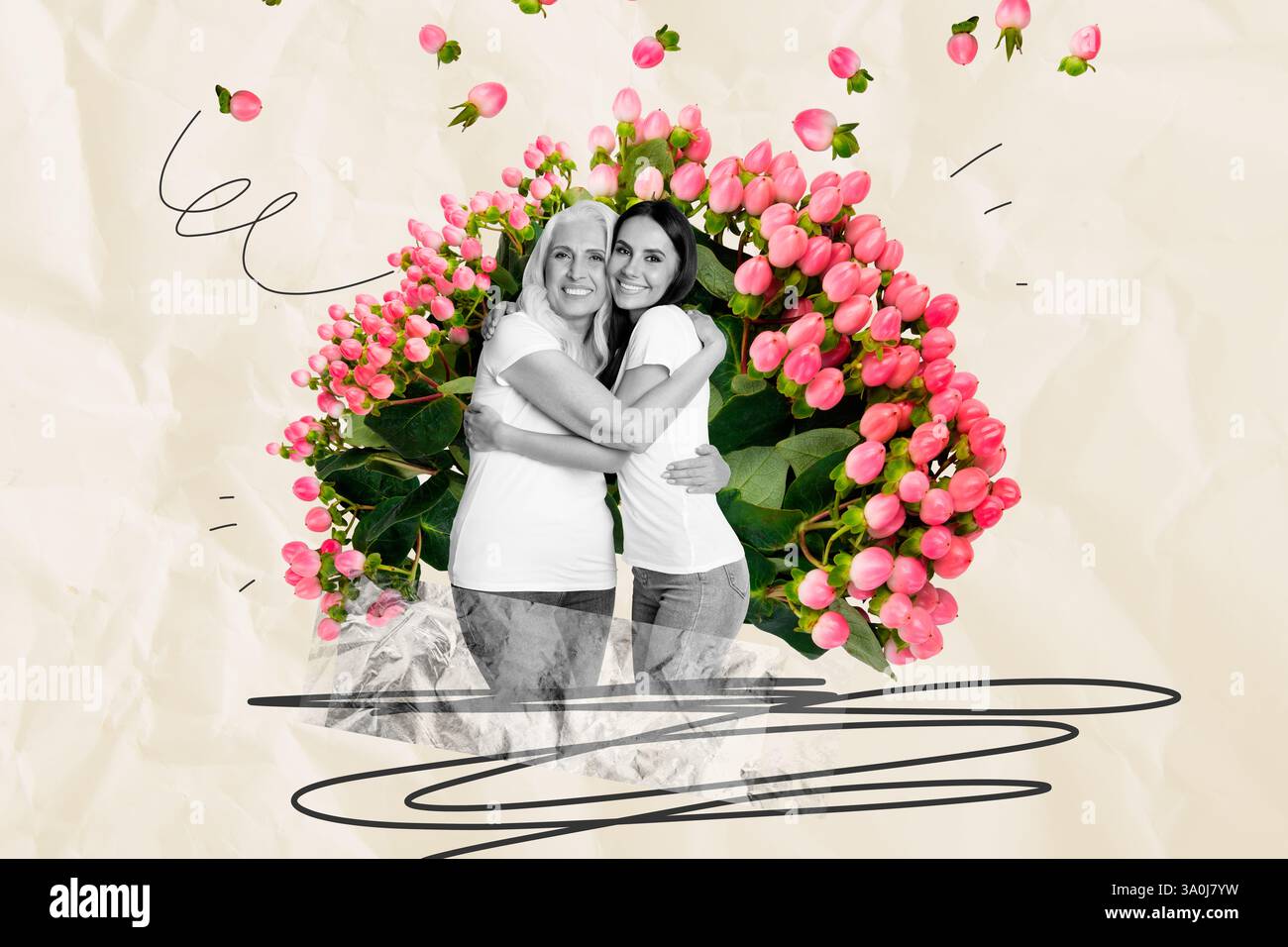 Composite image montage trend artwork 3D collage of flower season bloom ...
