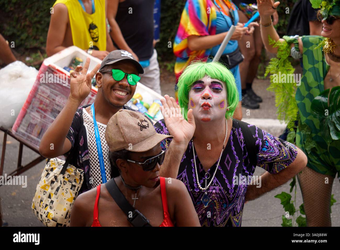 Revelers have fun at the carnival street party in Sao Paulo, Brazil, on ...